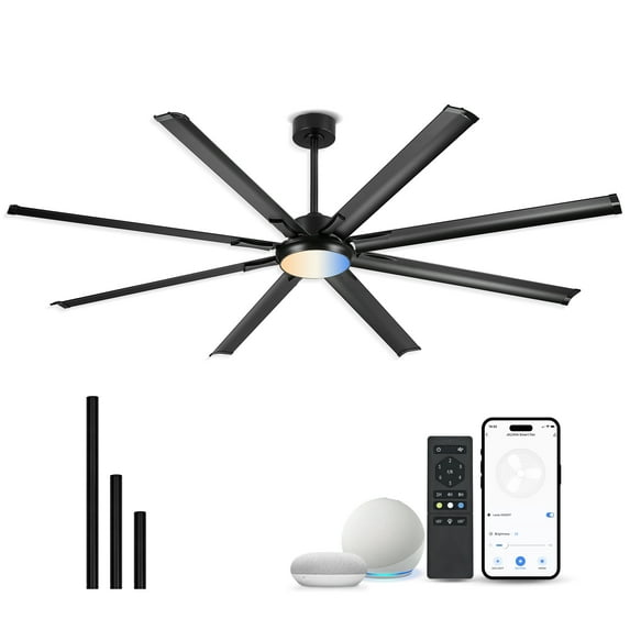 Ltmate 84 Inch Industrial Ceiling Fan with Light,Large Ceiling Fan with ...
