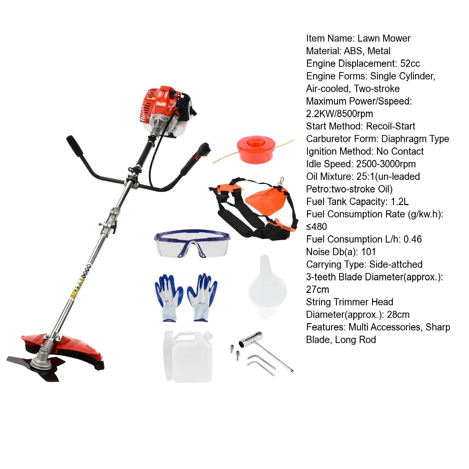 Ltoshu 52cc Gas String Trimmer (70.87”×13.78”×13.78”) - 2.2KW 8500rpm ...