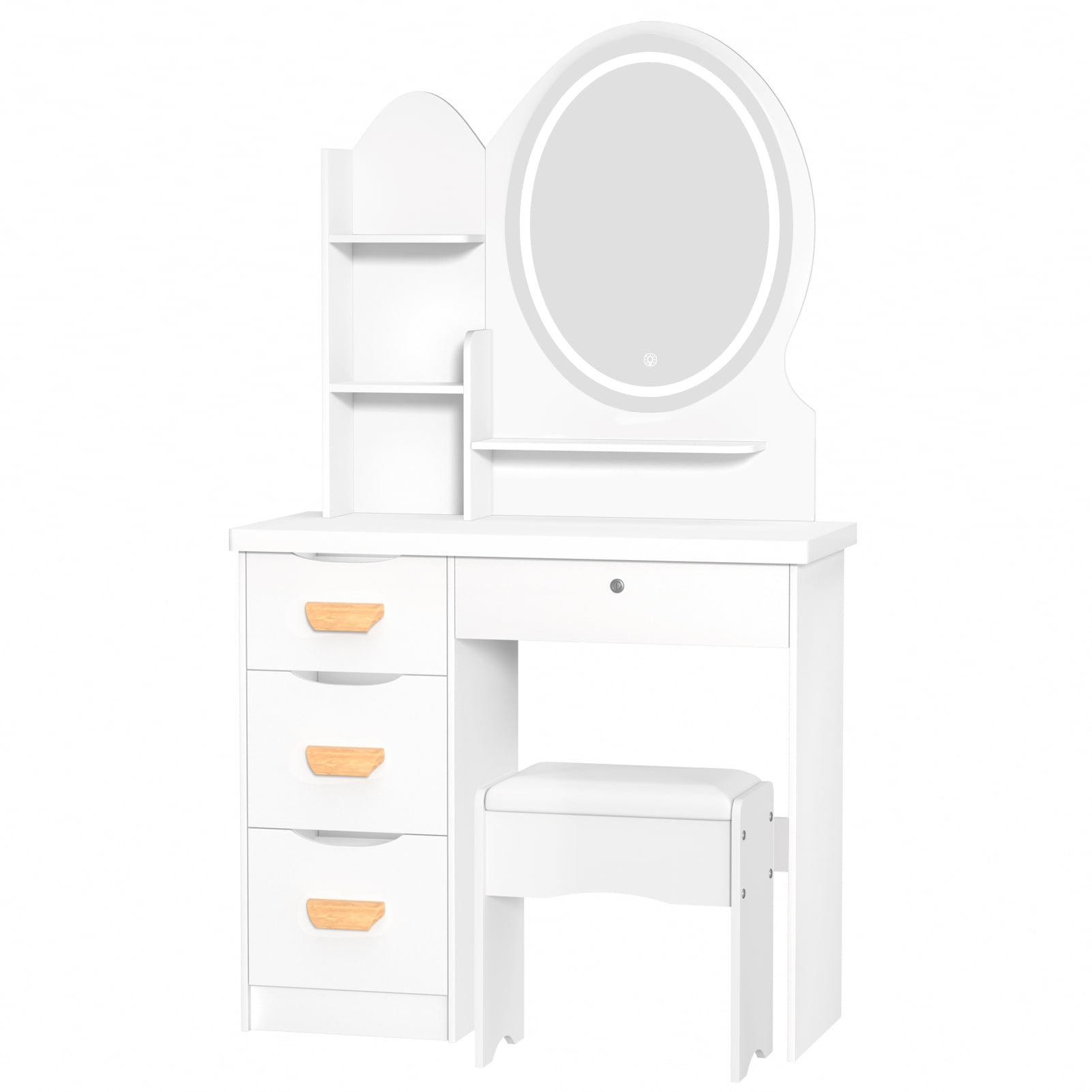 Ltoshu Dressing Table with 3-Color Dimmable Lighted Mirror - Bedroom ...