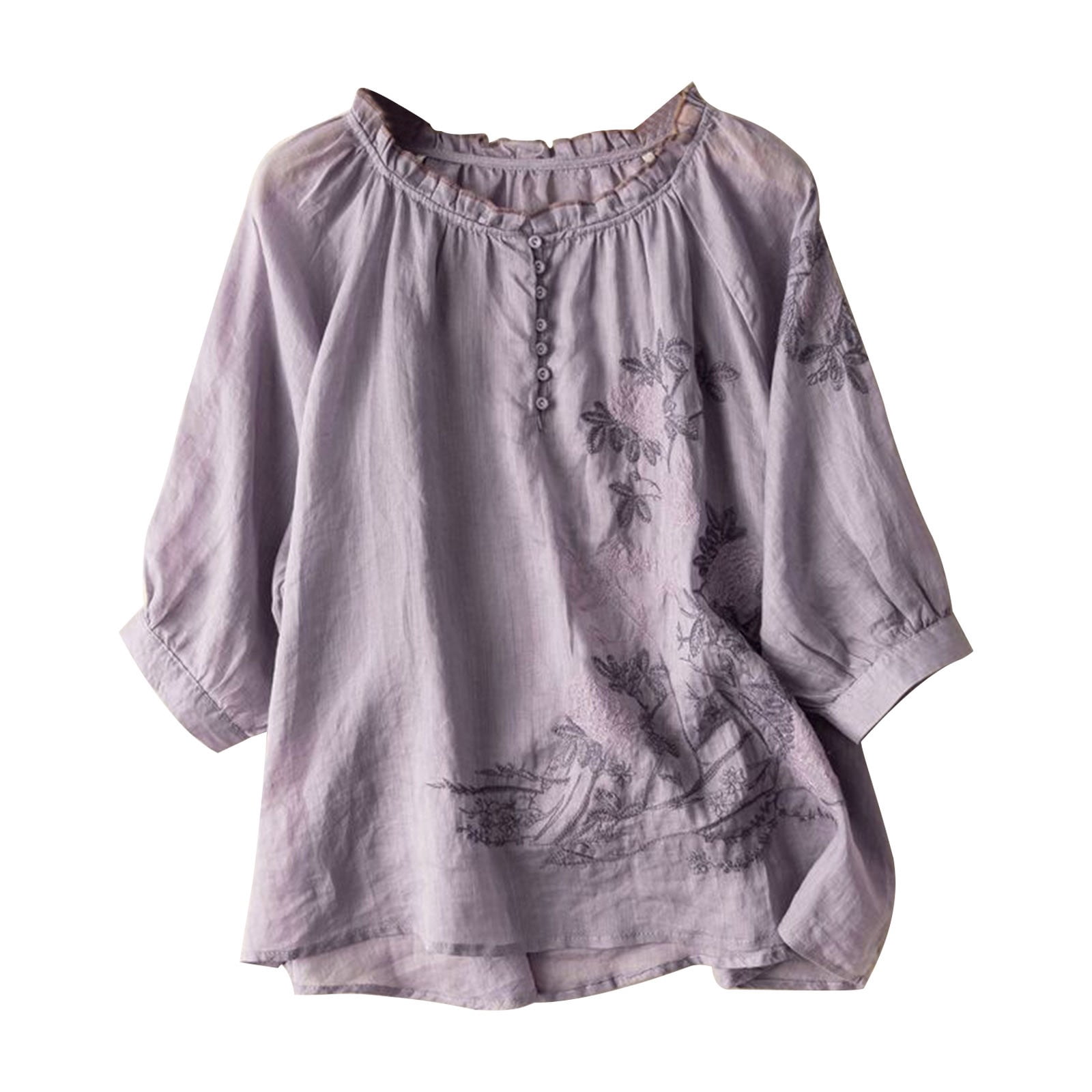 Ltpwer Women's Summer Linen Shirts Loose Tunics Top Office Work Tops ...