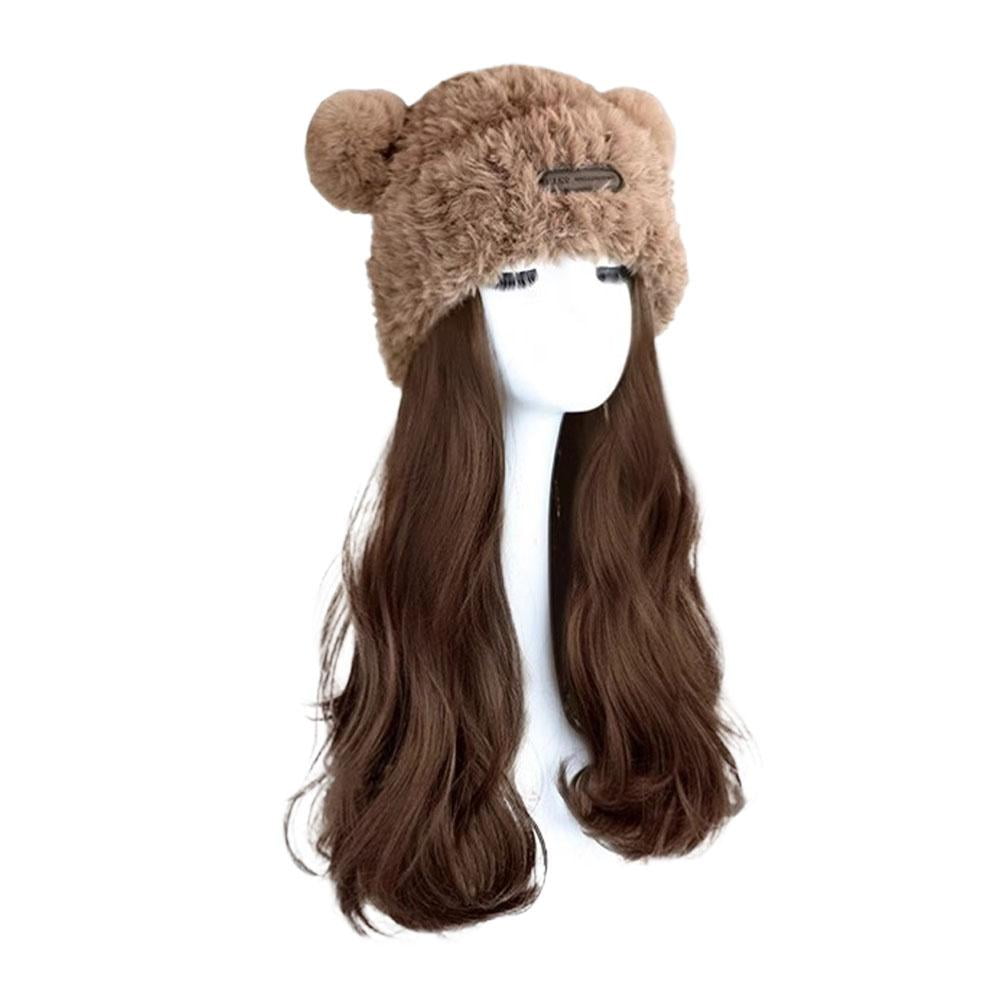 Lttoisl® Hat Wig One-piece Teddy Bear Hat Full Head Cover with Long ...