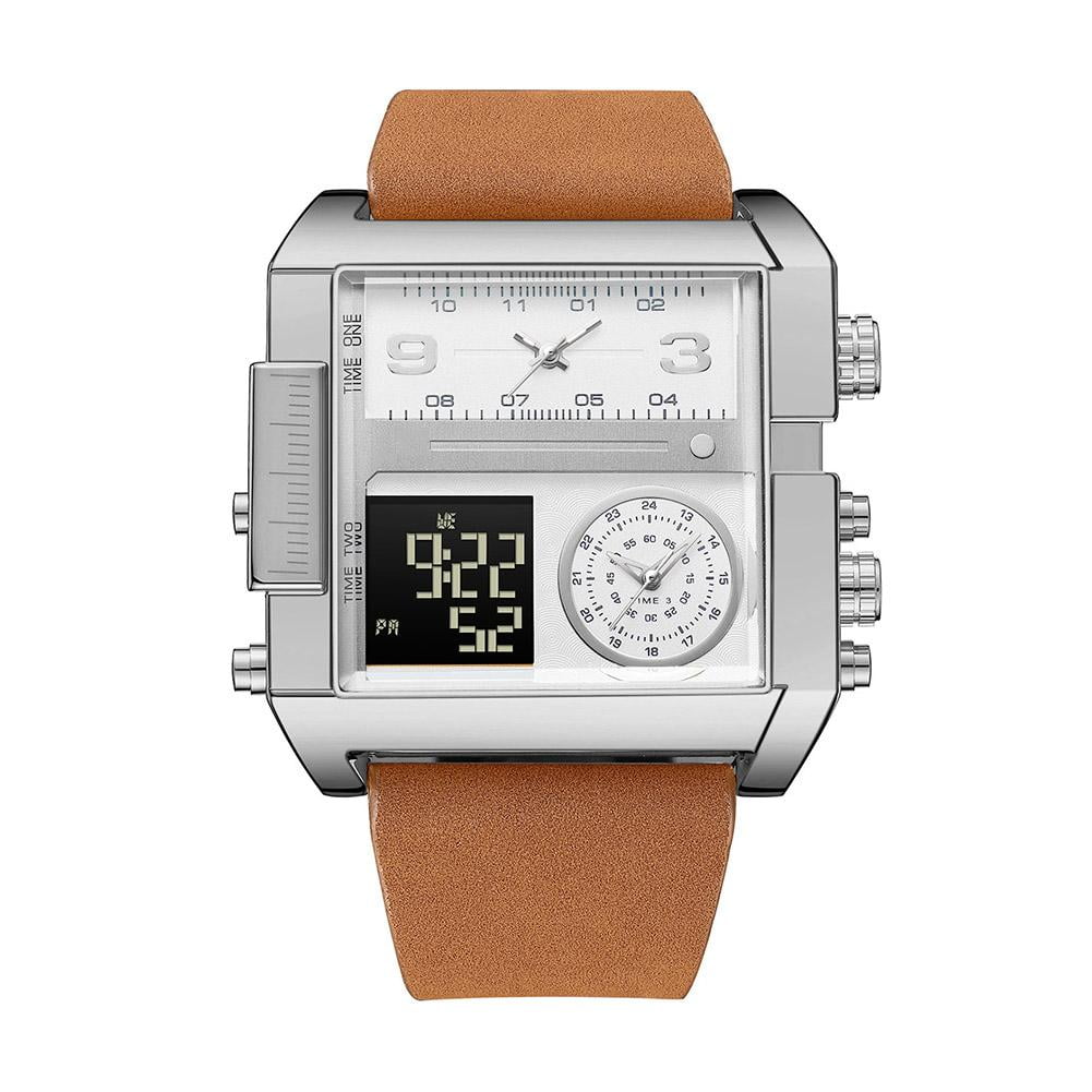 Lttoisl® Men Square Large Face Digital Sports Watch,LED Analog Quartz ...