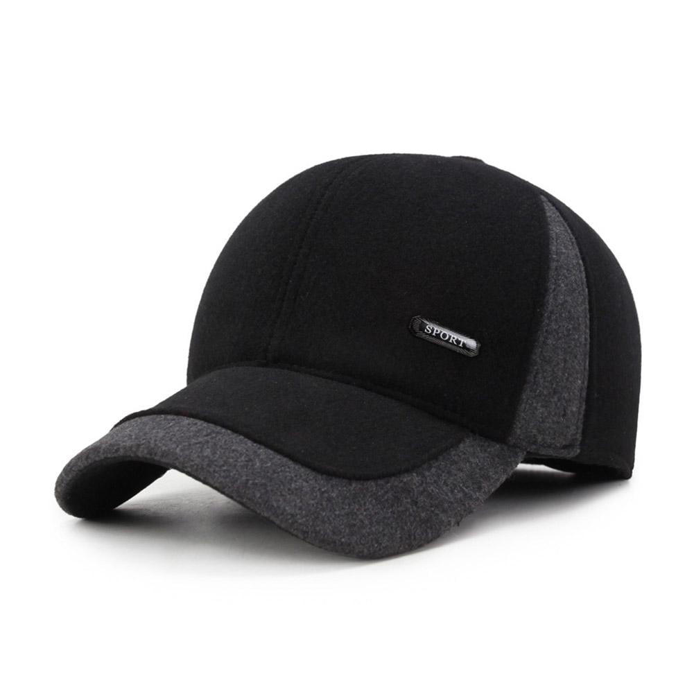 Polyester Men's Winter Baseball Cap with Ear Flaps for Daily Wear, Warm ...