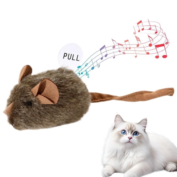 Lttoisl Plush Mouse Pet Toy, 2.75 in, Pull-Activated Interactive ...