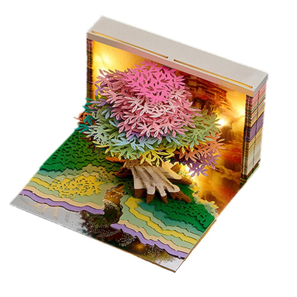 Lttoisl® Tree House Paper Sculpture Calendar with Lights, 3D Memo Pad ...