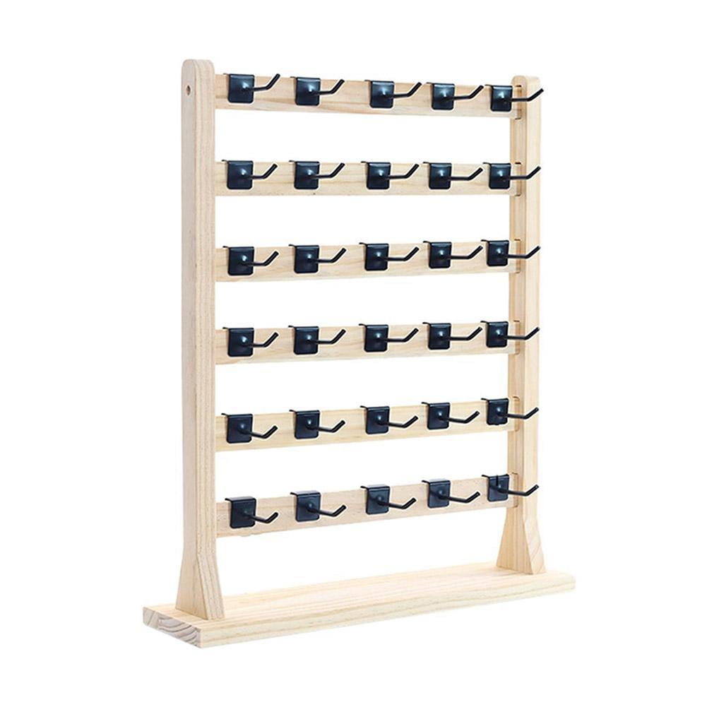 Lttoisl® Wooden Earring Storage Display Rack with Hooks Organize and ...
