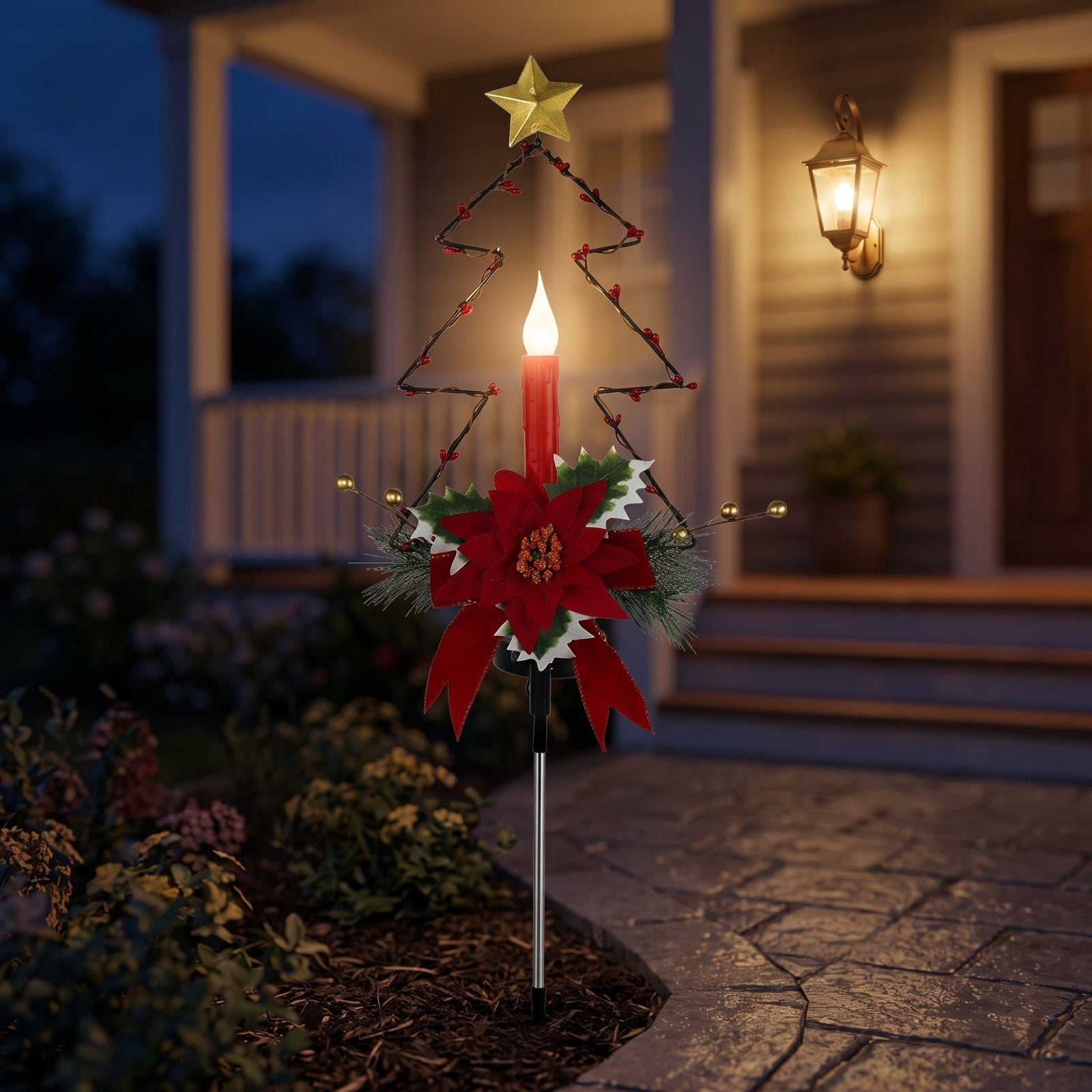 Ltvvegg 32in Solar Christmas Lights Outdoor Decorations, LED Red Candle ...