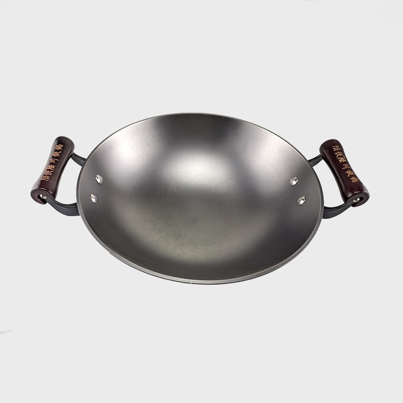 Lu Chuan Cast Iron Wok - Traditional Double Ear Round Bottom Chinese ...