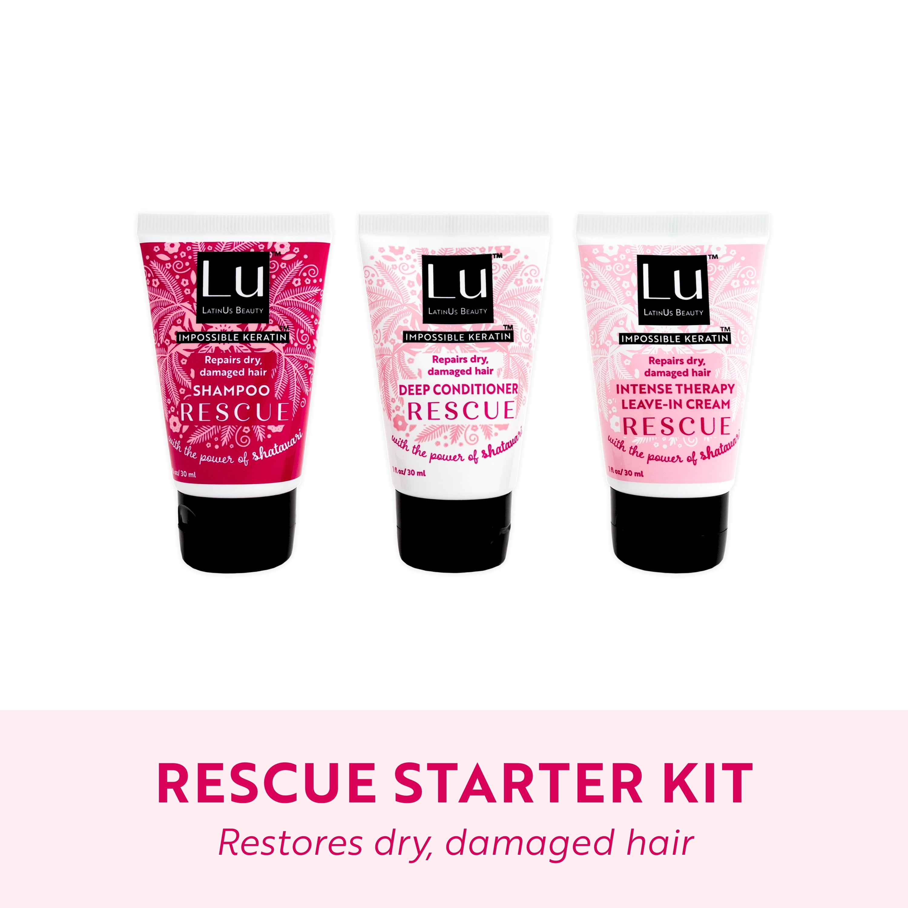 Lu by LatinUs Beauty RESCUE Travel Kit, Repair & Restore Hair Set, 1 fl ...