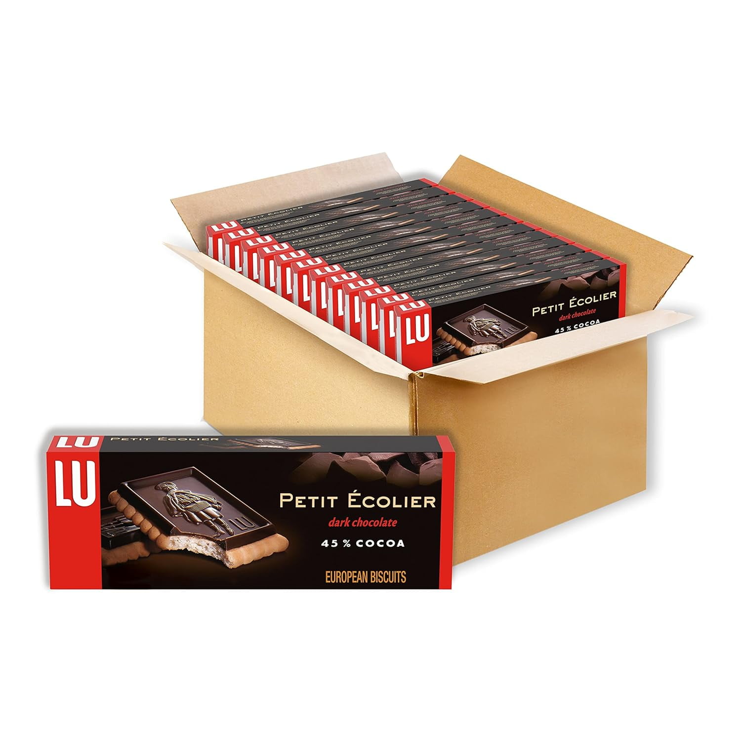Lu Petit Ecolier European Dark Chocolate Biscuit Cookies, 45% Cocoa, 12 ...