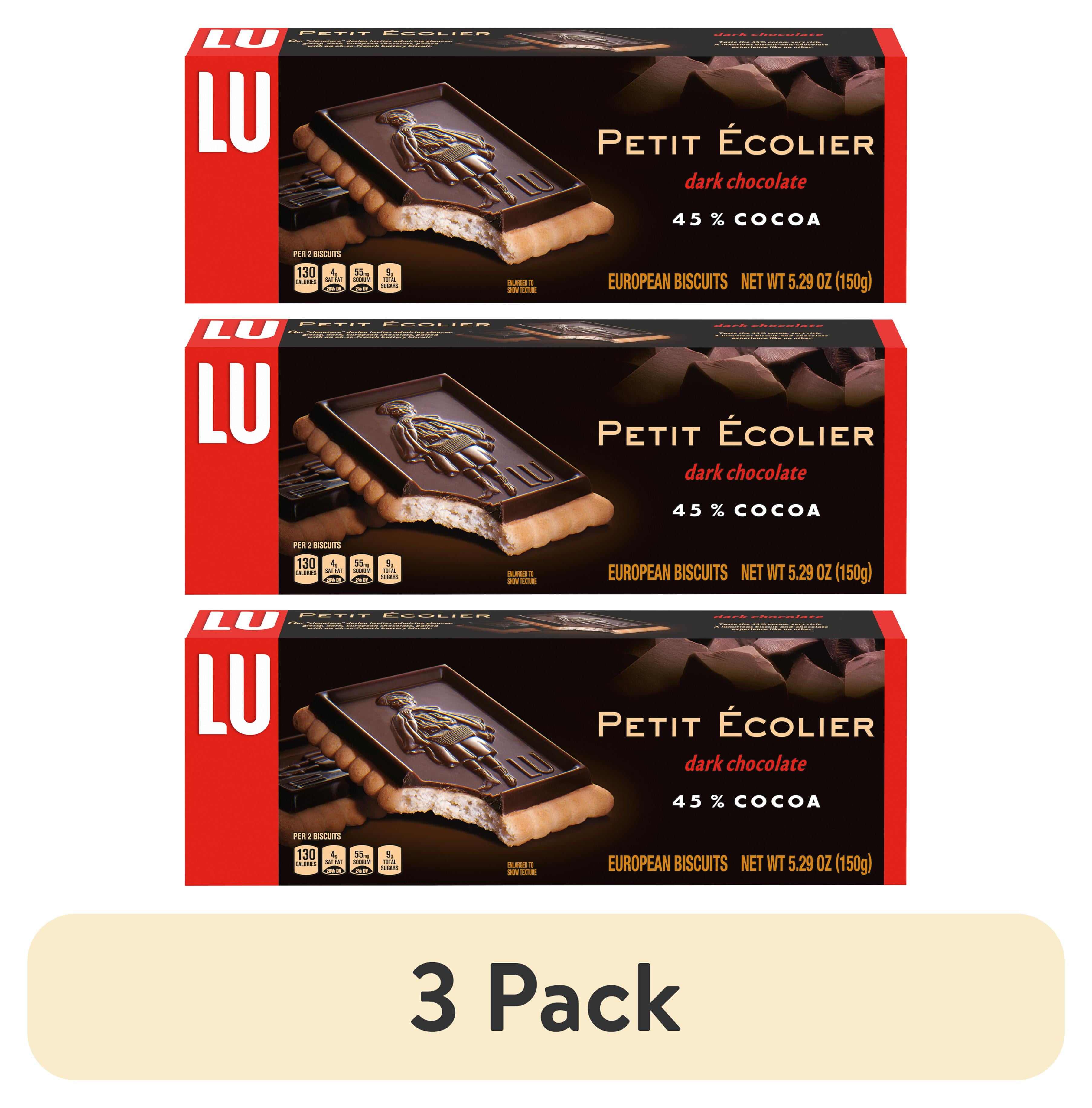 (3 pack) Lu Petit Ecolier European Dark Chocolate Biscuit Cookies, 45% ...