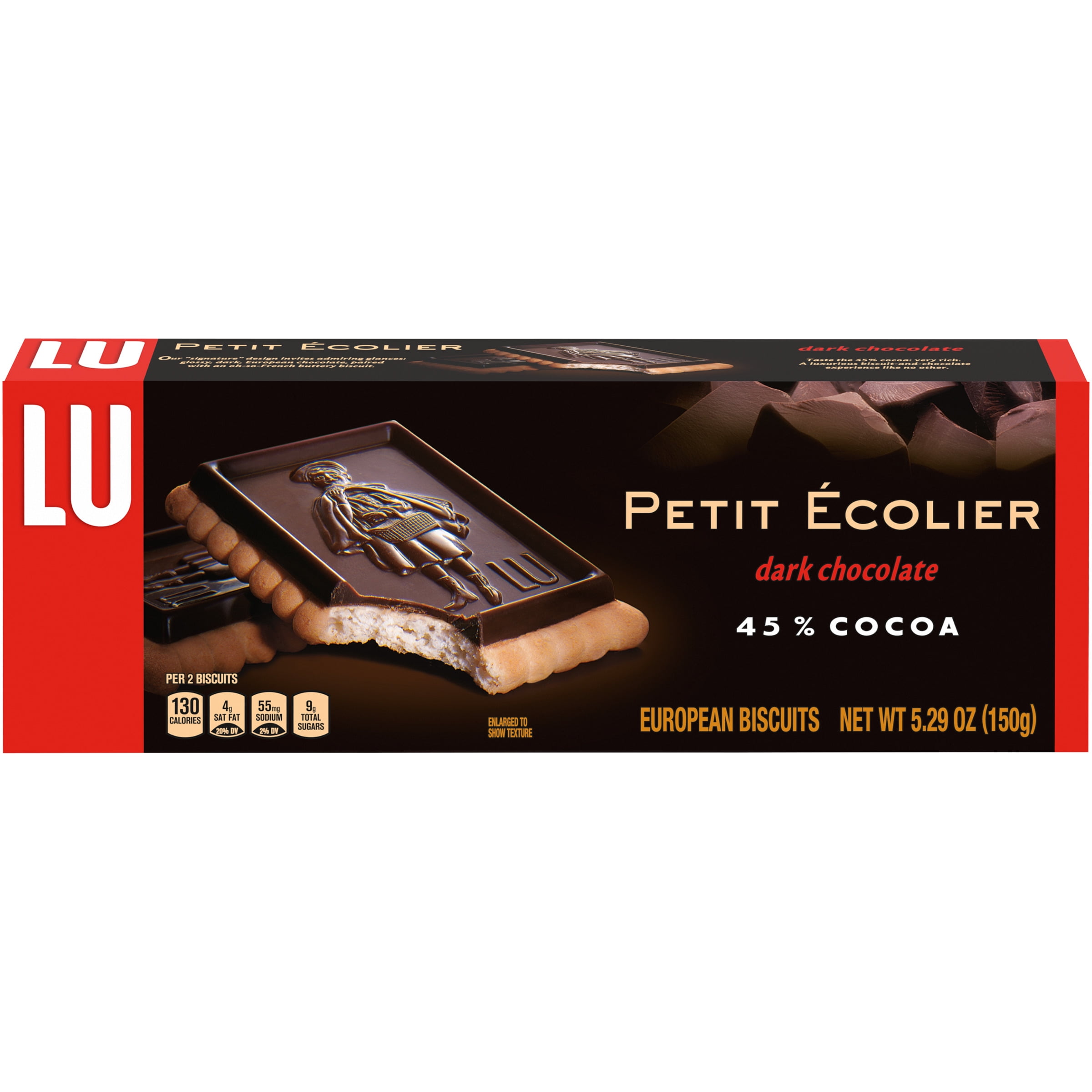 Lu Petit Ecolier European Dark Chocolate Biscuit Cookies, 45% Cocoa, 5. ...