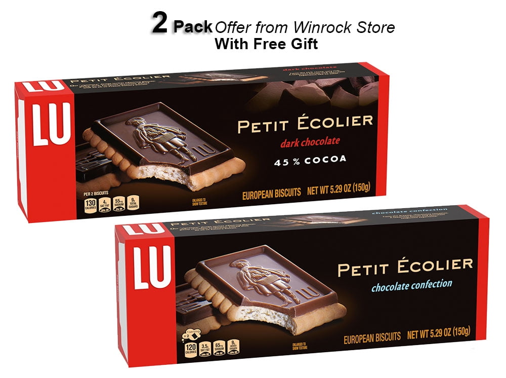 Lu Petit Ecolier European Milk Chocolate Biscuit Cookies, 5.29 oz & Lu ...