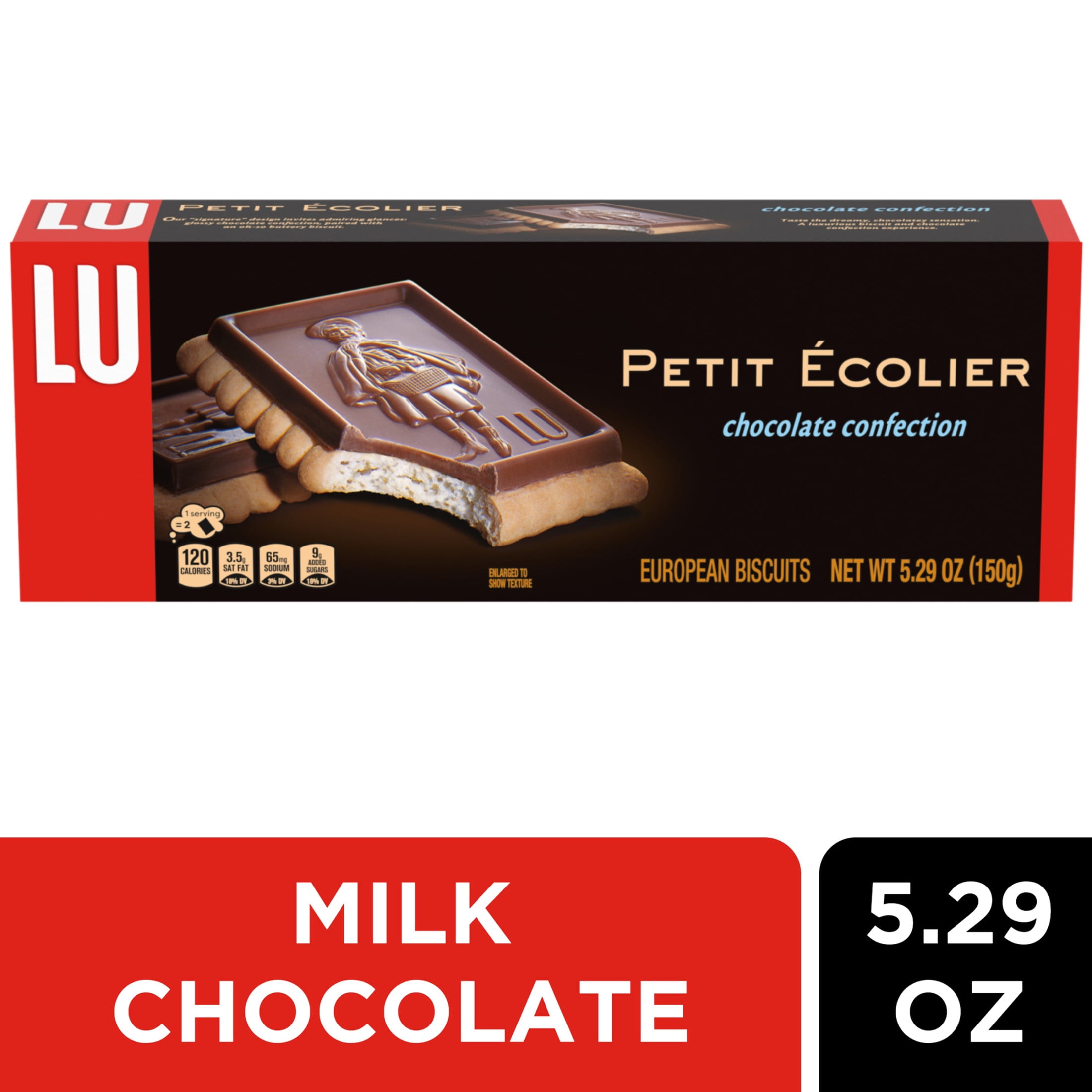 Lu Petit Ecolier European Milk Chocolate Biscuit Cookies, 5.3 oz ...