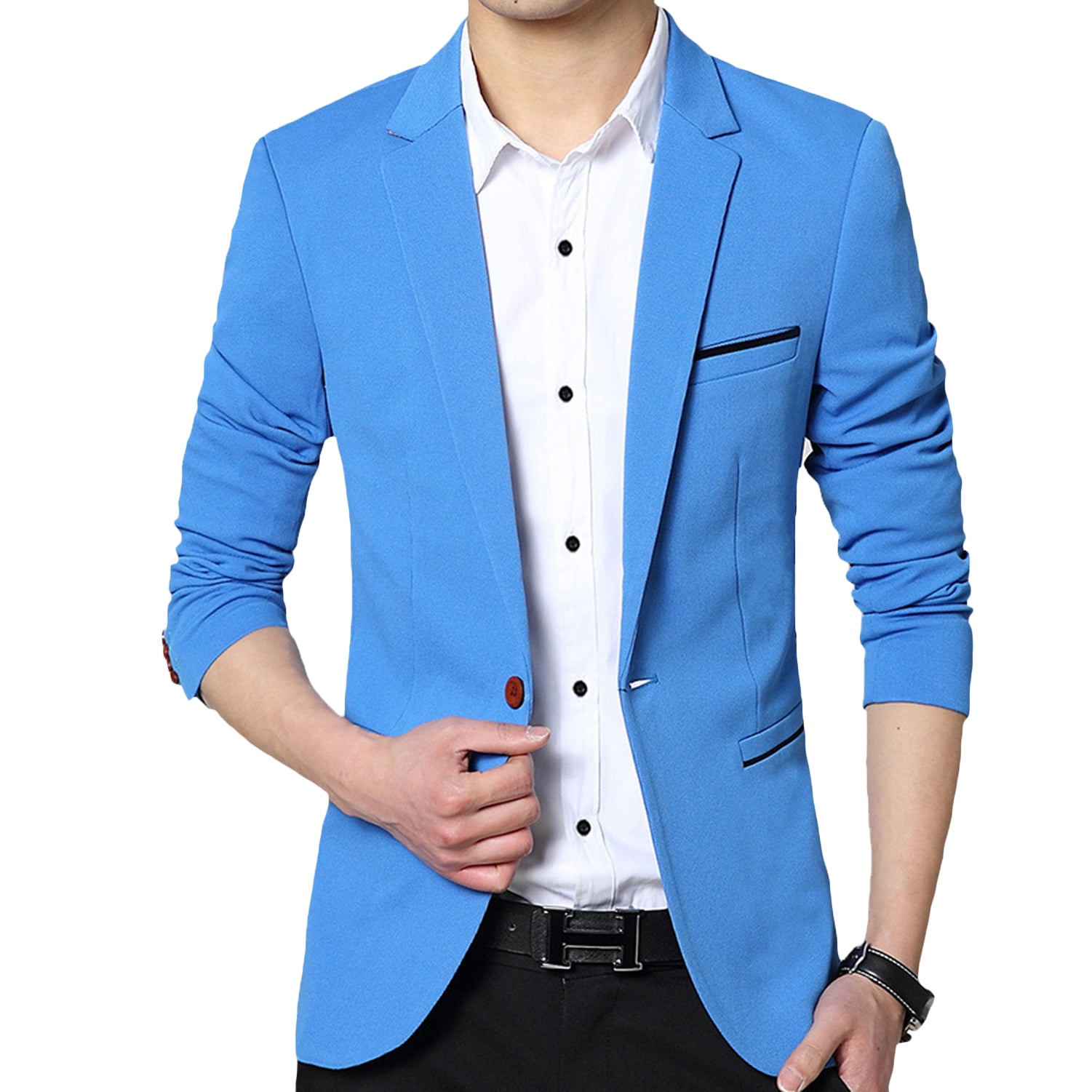 Lu's Chic Men's Business Casual Blazer Long Sleeved Blazer Jacket ...