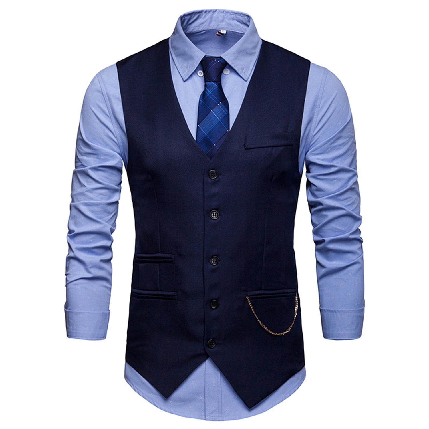 Lu's Chic Men's Business Formal Suit Vest Tuxedo Dress Waistcoat Slim ...
