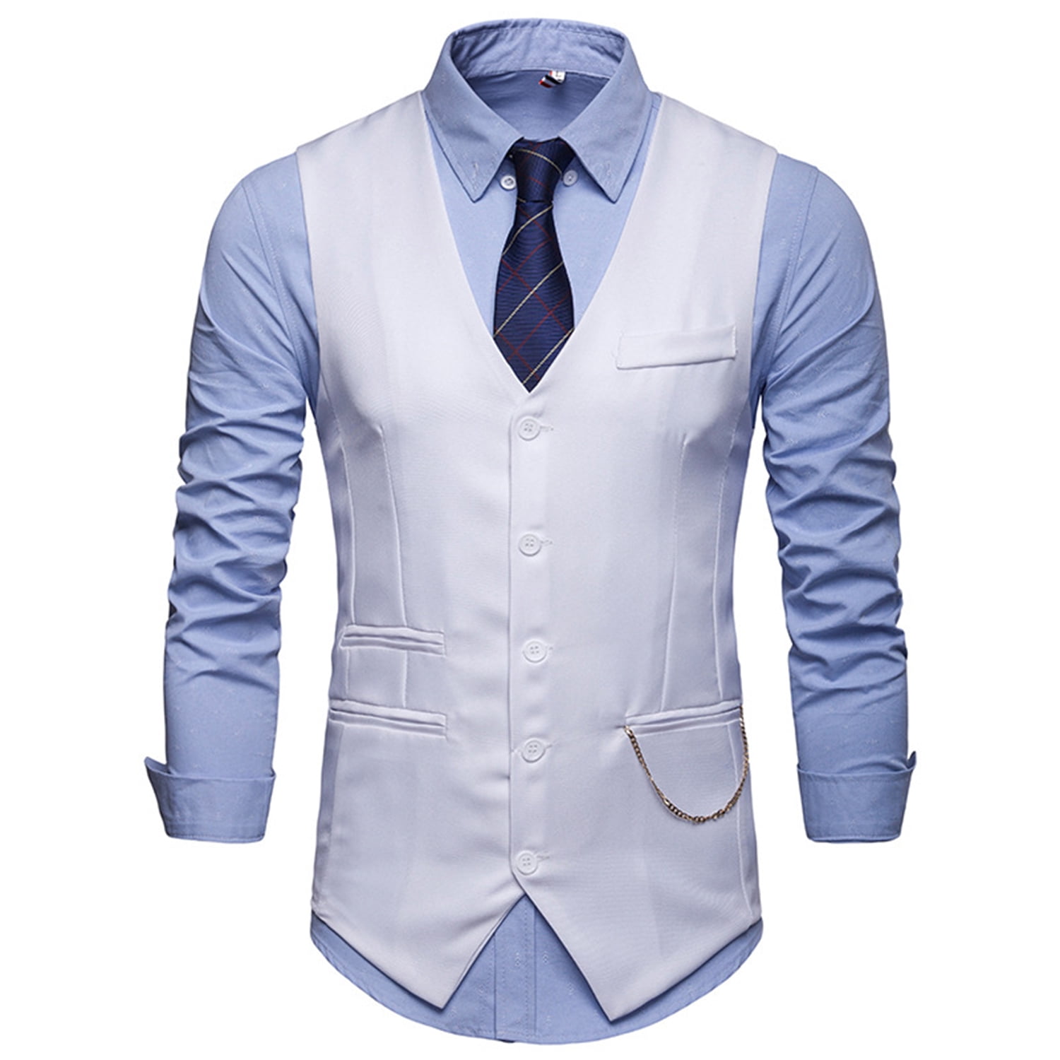 Lu's Chic Men's Business Formal Suit Vest Tuxedo Dress Waistcoat Slim ...