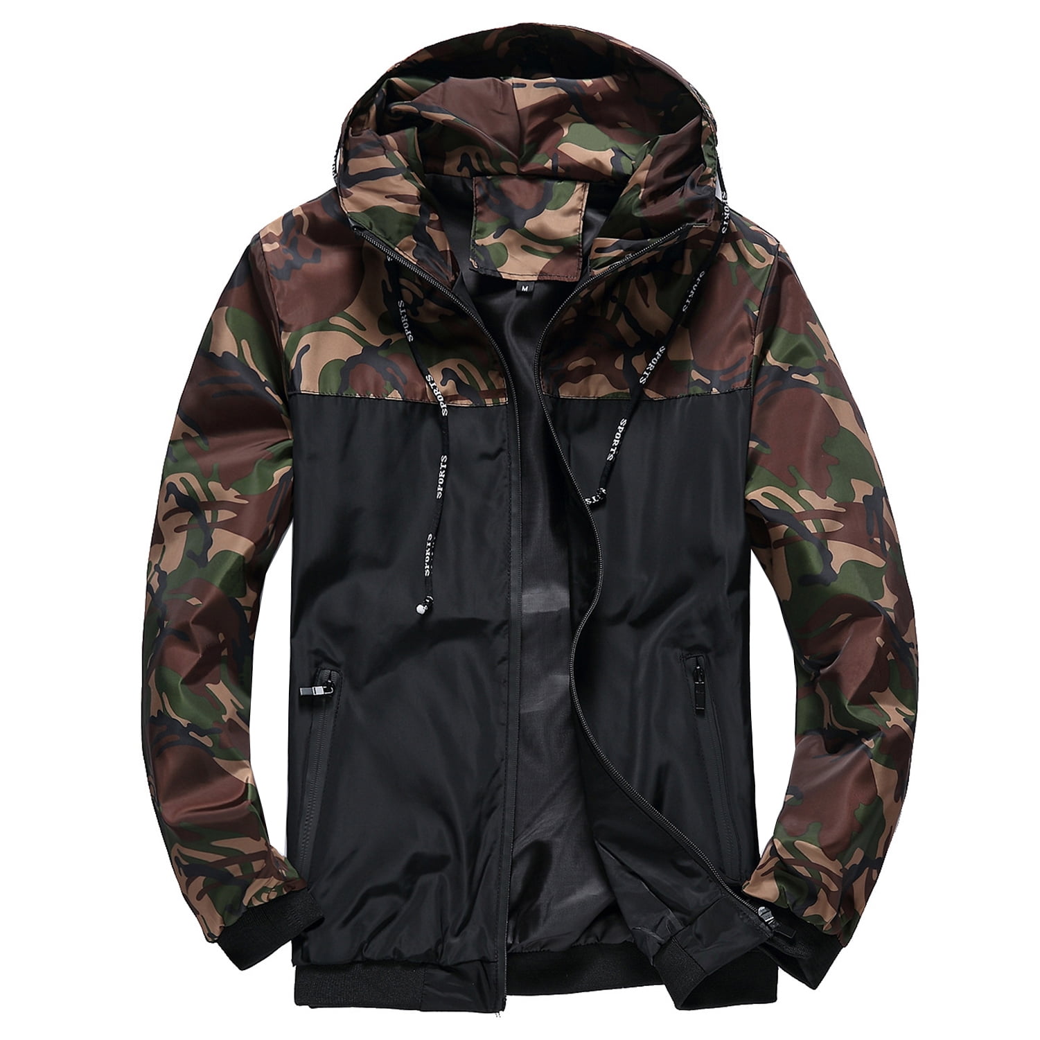 SWSMCLT Men's Lightweight Windbreaker Jacket Loose Fit Outdoor Hooded ...