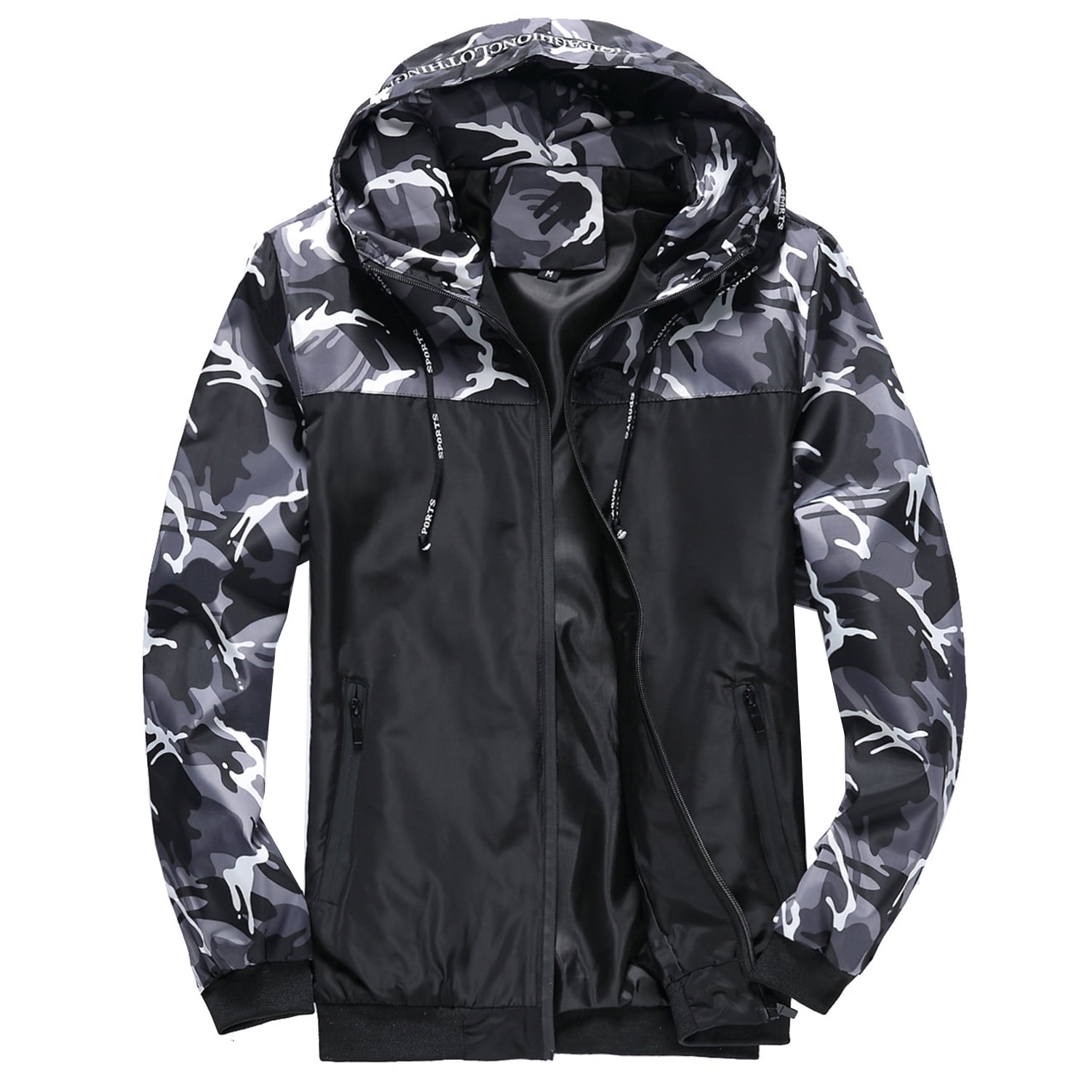 Lu's Chic Men's Lightweight Windbreaker Jacket Loose Fit Windproof ...