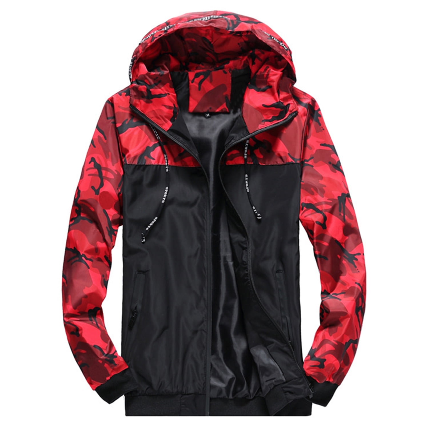 SWSMCLT Men's Lightweight Windbreaker Jacket Loose Fit Outdoor Hooded ...