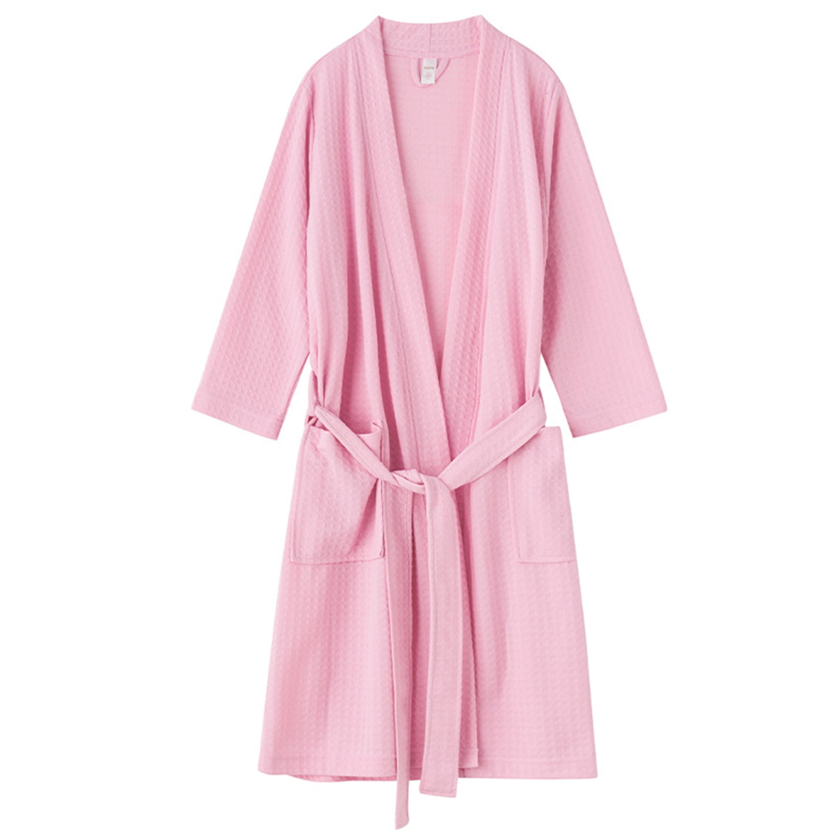 Defitshape Men's Waffle Robe Kimono Spa Bathrobe Short Soft Knee Length ...