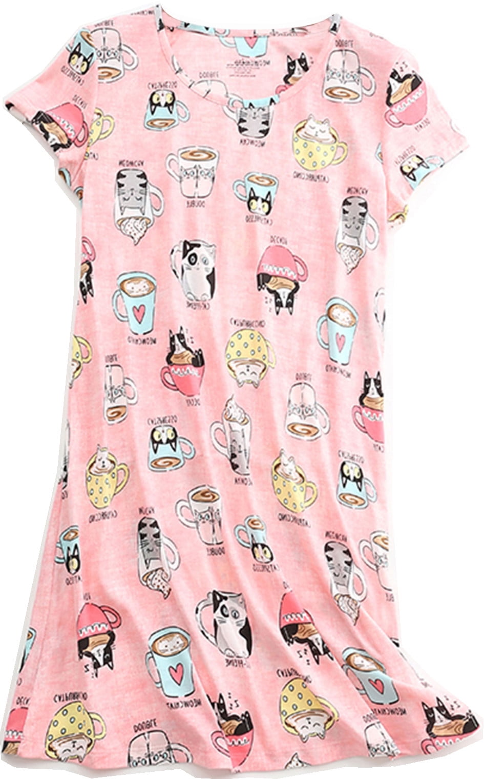 Defitshape Women's Cotton Nightgowns & Sleepshirts Patterned Night ...