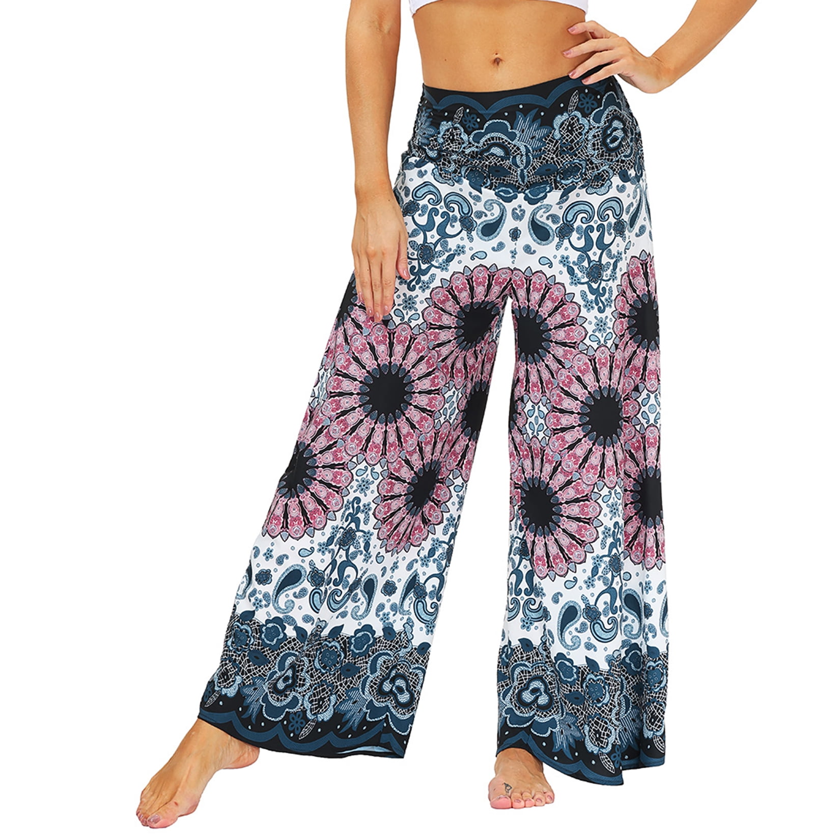 Lu's Chic Women's Gaucho Yoga Pants Palazzo Boho Bohemian Hippie Dance ...