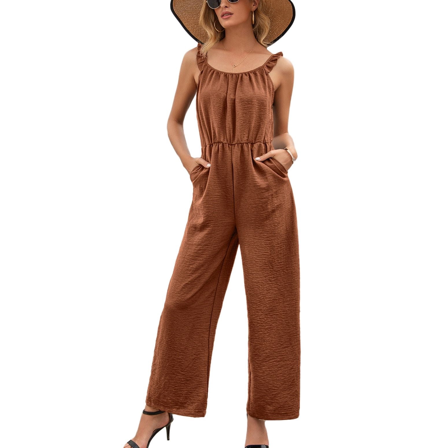 Defitshape Women's Sexy Jumpsuit One Piece Jumpers Wide Leg Backless ...
