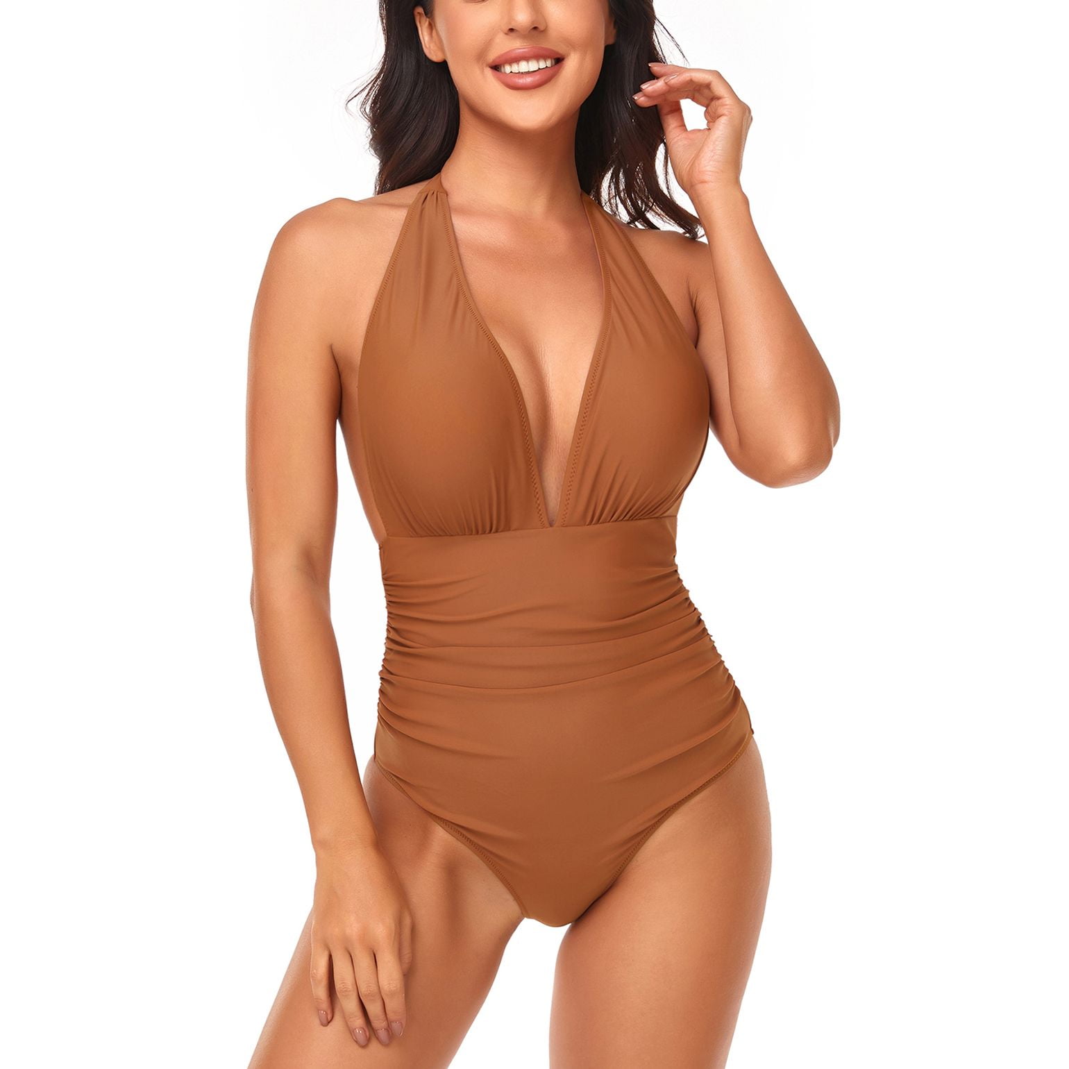 Swsmclt Womens Brazilian Smocked Swimming One Piece Bathing Suit Beach