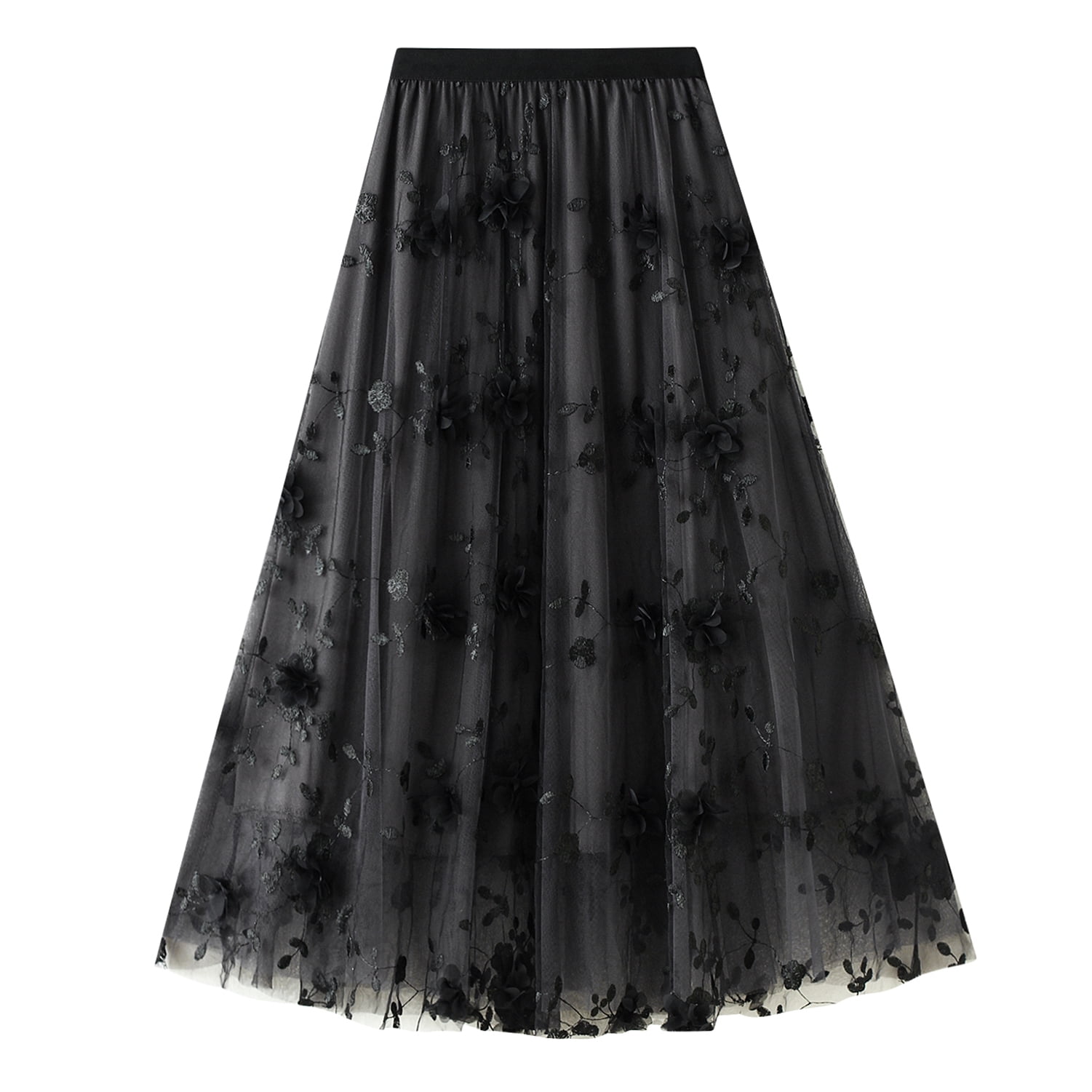 Lu's Chic Women's Tulle Skirt Tutu Floral Printed Tea-length Elastic ...