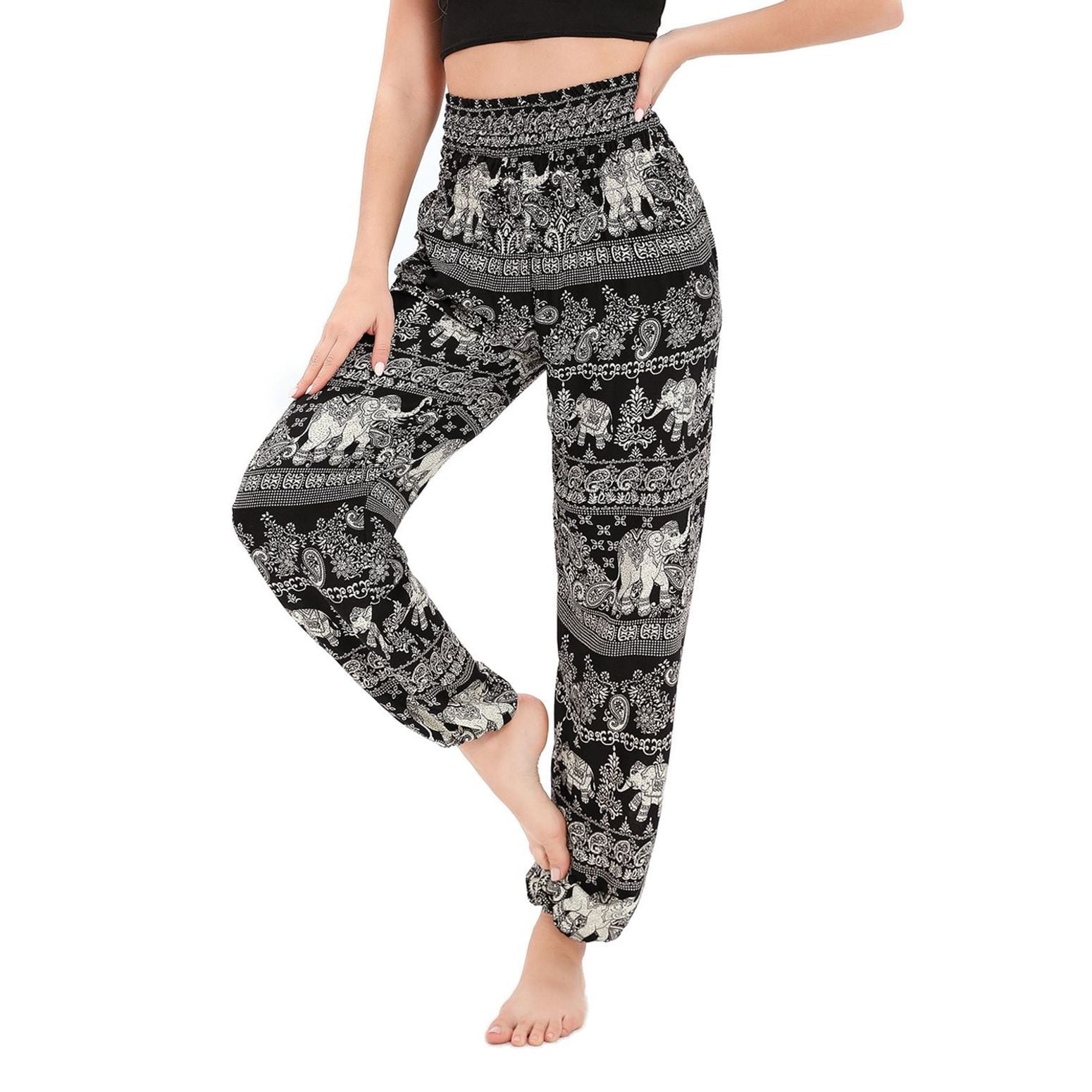 Lu's Chic Women's Yoga Pants Soft Bohemian Boho Hippi High Waisted ...