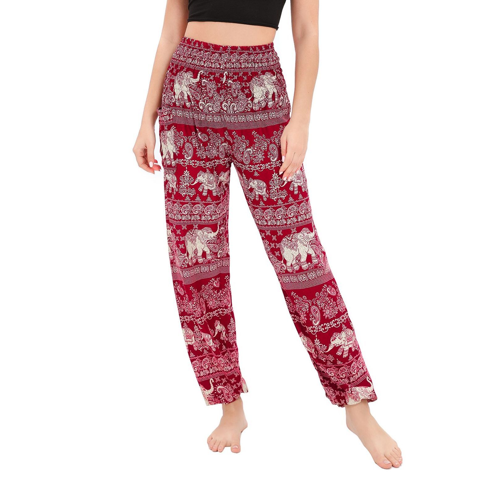 Lu's Chic Women's Yoga Pants Soft Bohemian Boho Hippi High Waisted ...
