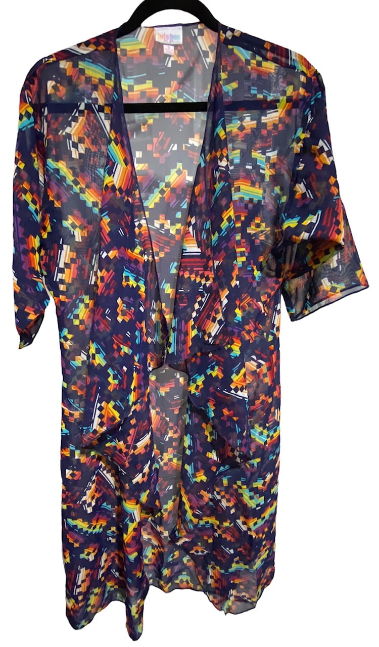 LuLaRoe Women's Shirley Kimono Sheer Cover Up (Medium, Orange/Red ...