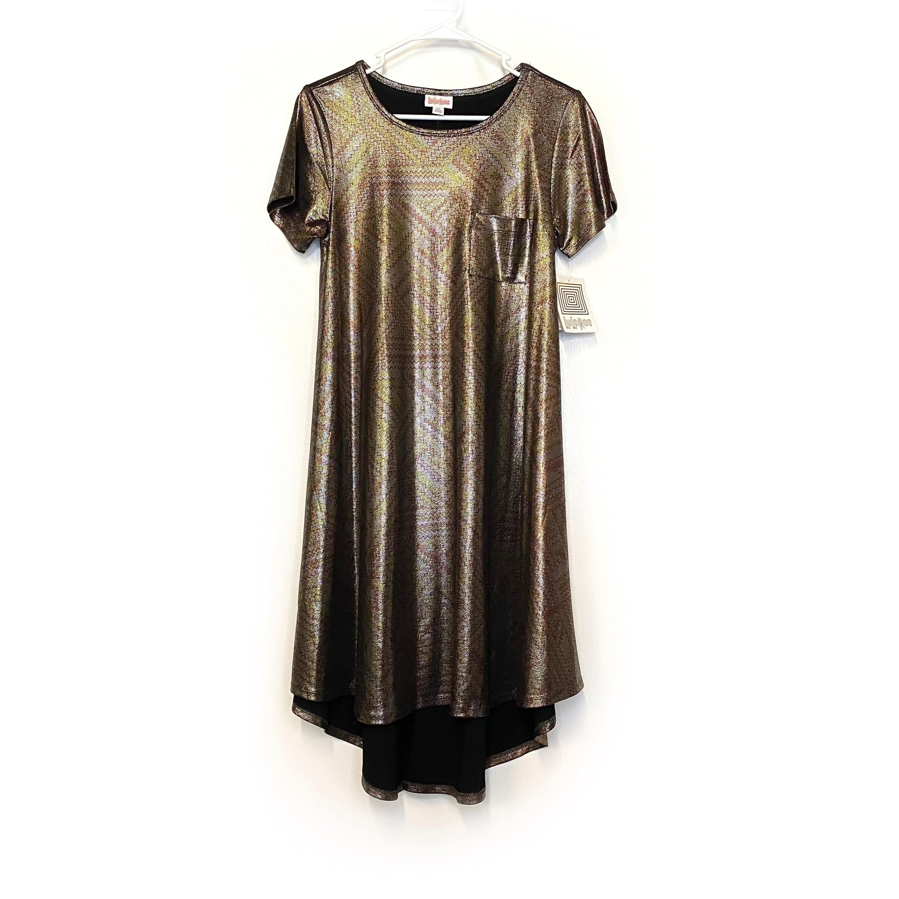 LuLaRoe Womens XS Purple/Silver/Gold Metallic ELEGANT 'Carly' S/s Swing Dress NWT - Walmart.com