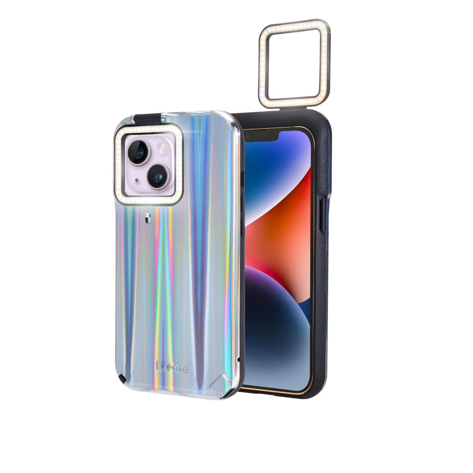 LuMee Apple iPhone 14 Plus Selfie Flip Case - Front & Rear Lighting, Variable Dimmer ...