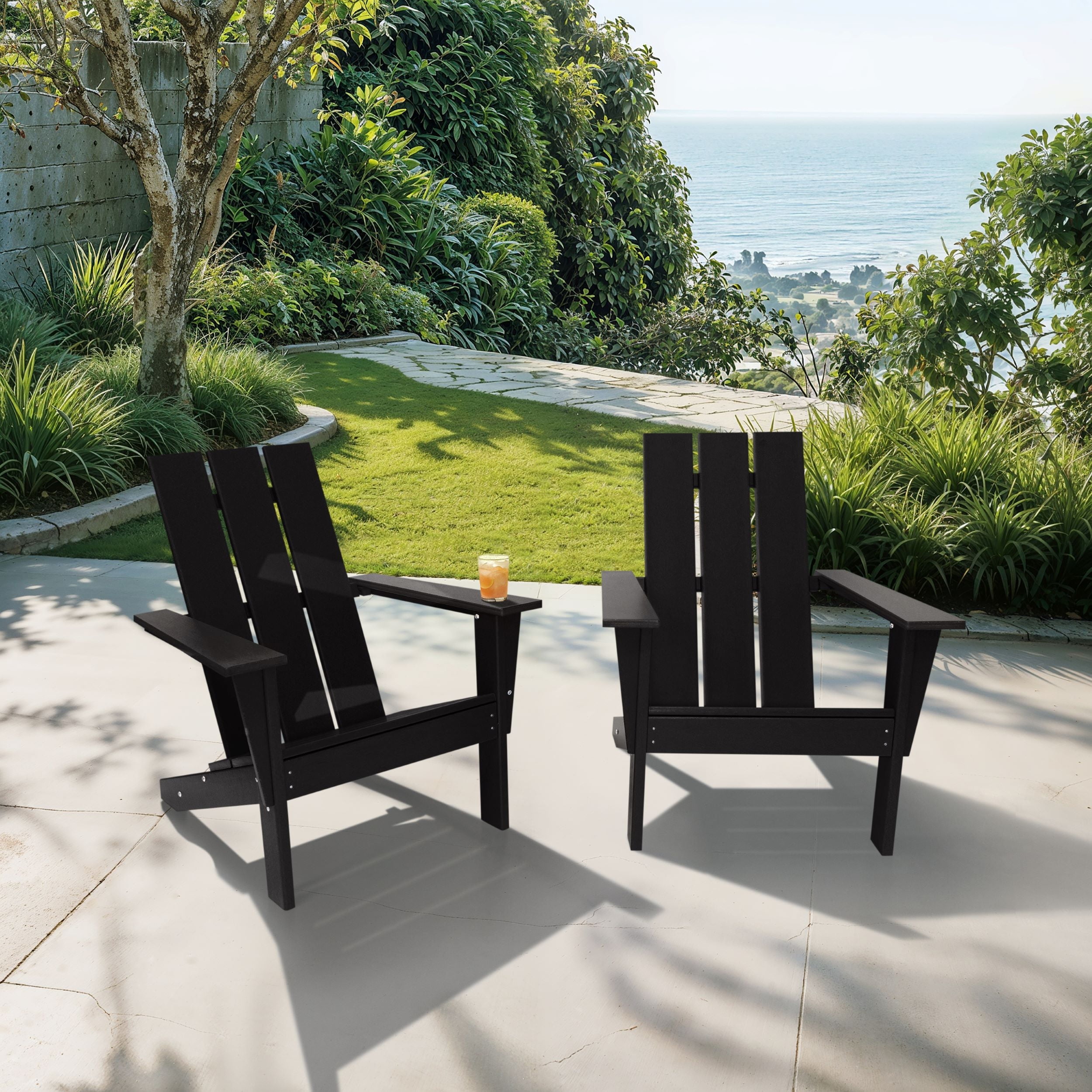 LuXeo Arcadia Black Outdoor Patio Adirondack Chair (Set of 2) - Walmart.com