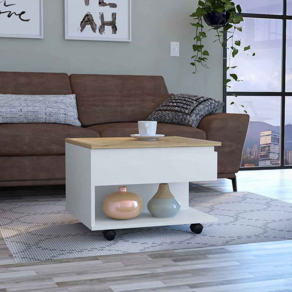 Luanda Lift Top Coffee Table - One Shelf & Smart Locking Wheels ...