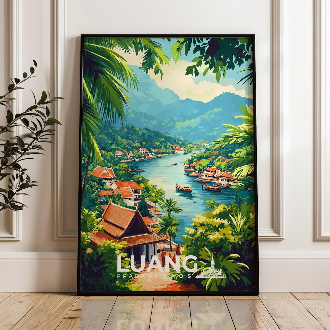 Luang Prabang Travel Poster - Laos Wall Art Print, Backpacking ...