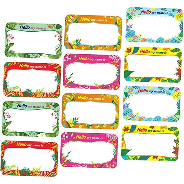 Luau Aloha Name Tags 1 Roll Color Frame Name Sticker Bottle Stickers ...