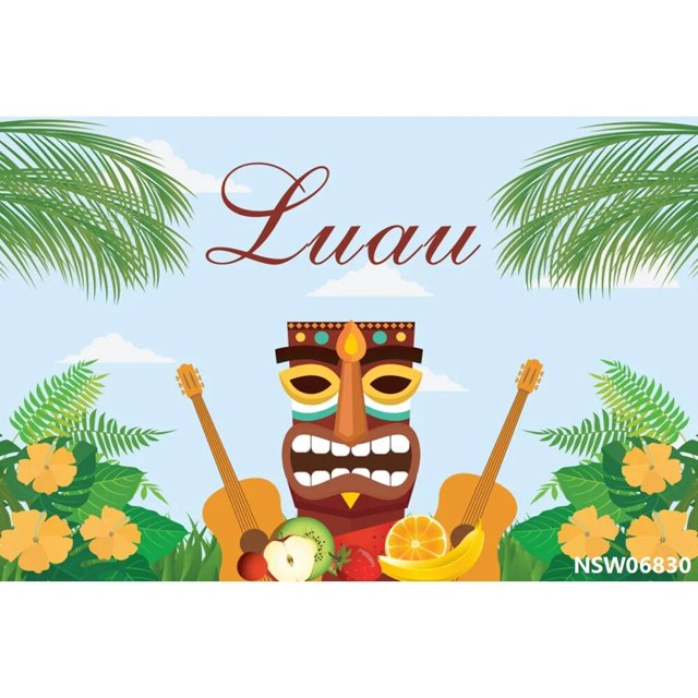 Luau Aloha Party Backdrops Summer Sea Beach Palms Tree Flamingo Baby ...