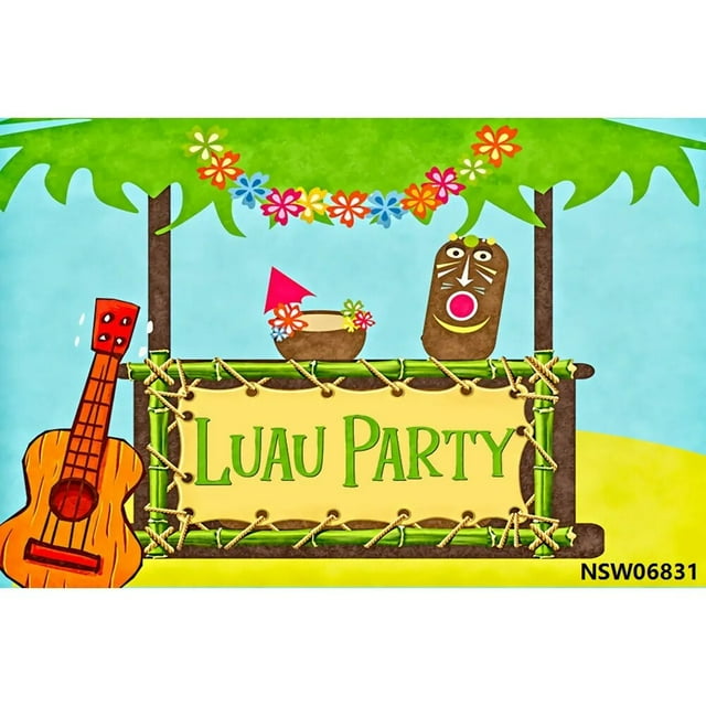 Luau Aloha Party Backdrops Summer Sea Beach Palms Tree Flamingo Baby ...