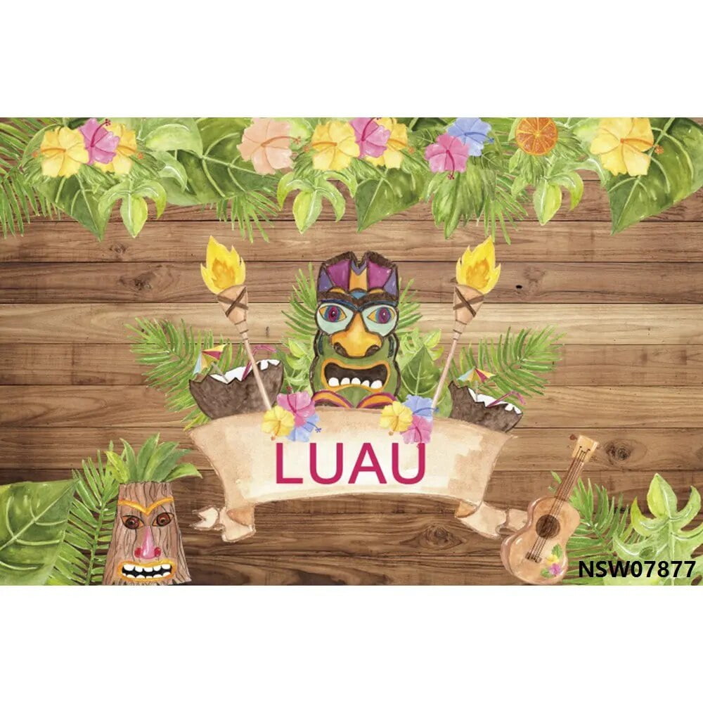 Luau Aloha Party Backdrops Summer Sea Beach Palms Tree Flamingo Baby Birthday Photography ...