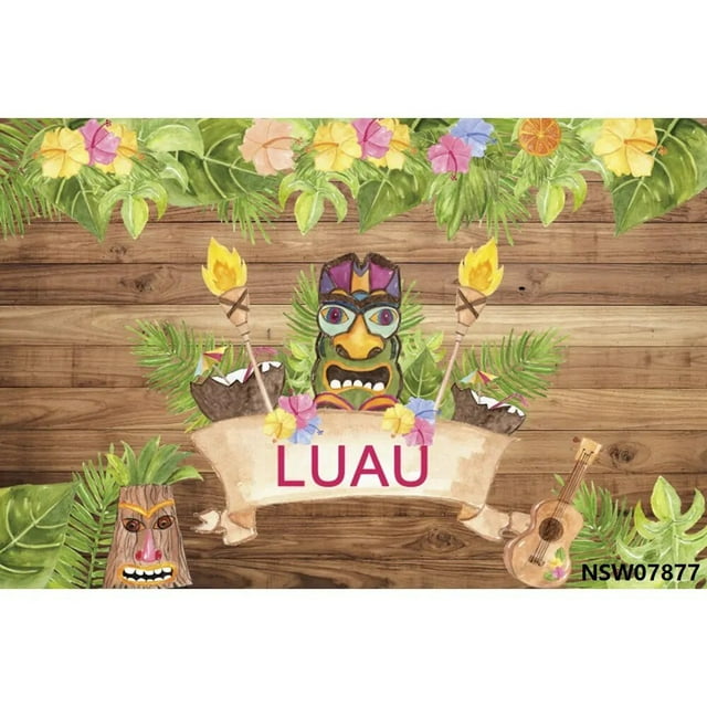 Luau Aloha Party Backdrops Summer Sea Beach Palms Tree Flamingo Baby ...
