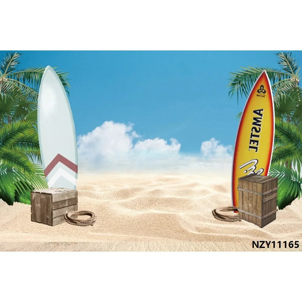 Luau Aloha Party Backdrops Summer Sea Beach Palms Tree Flamingo Baby ...