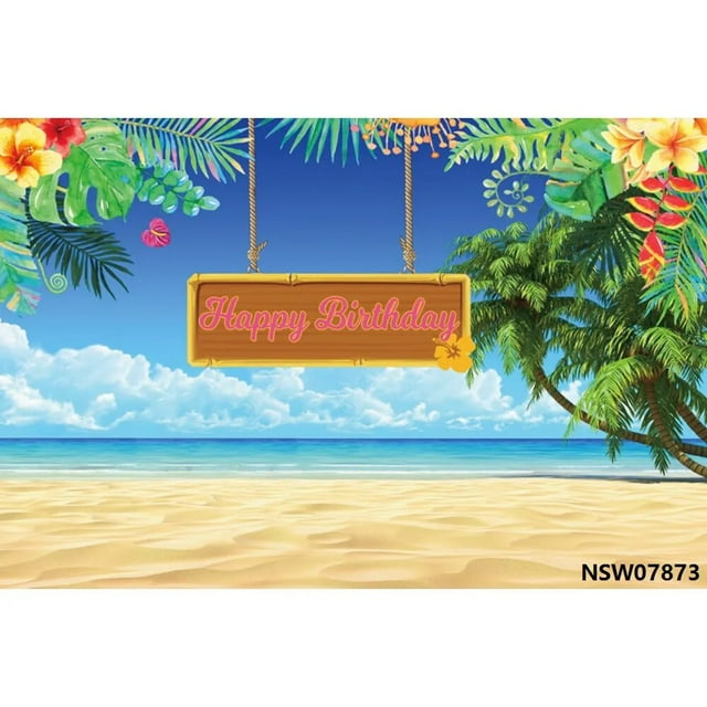 Luau Aloha Party Backdrops Summer Sea Beach Palms Tree Flamingo Baby ...