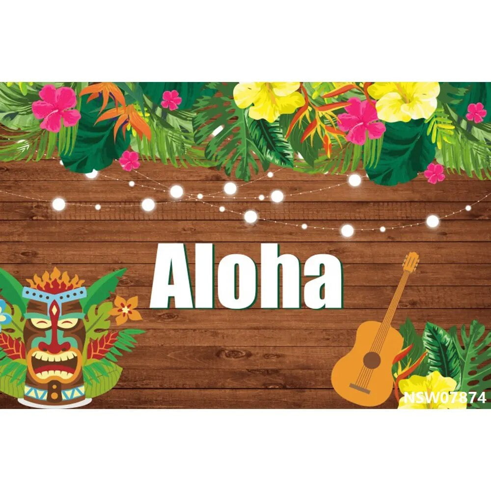 Luau Aloha Party Backdrops Summer Sea Beach Palms Tree Flamingo Baby ...