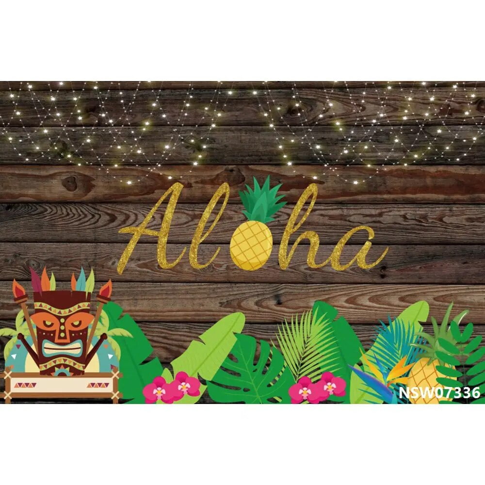 Luau Aloha Party Backdrops Summer Sea Beach Palms Tree Flamingo Baby ...