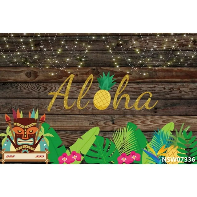 Luau Aloha Party Backdrops Summer Sea Beach Palms Tree Flamingo Baby ...