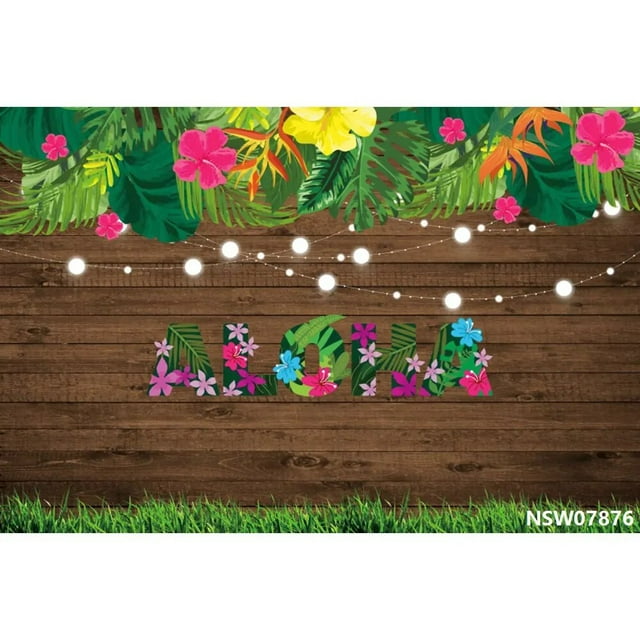 Luau Aloha Party Backdrops Summer Sea Beach Palms Tree Flamingo Baby ...