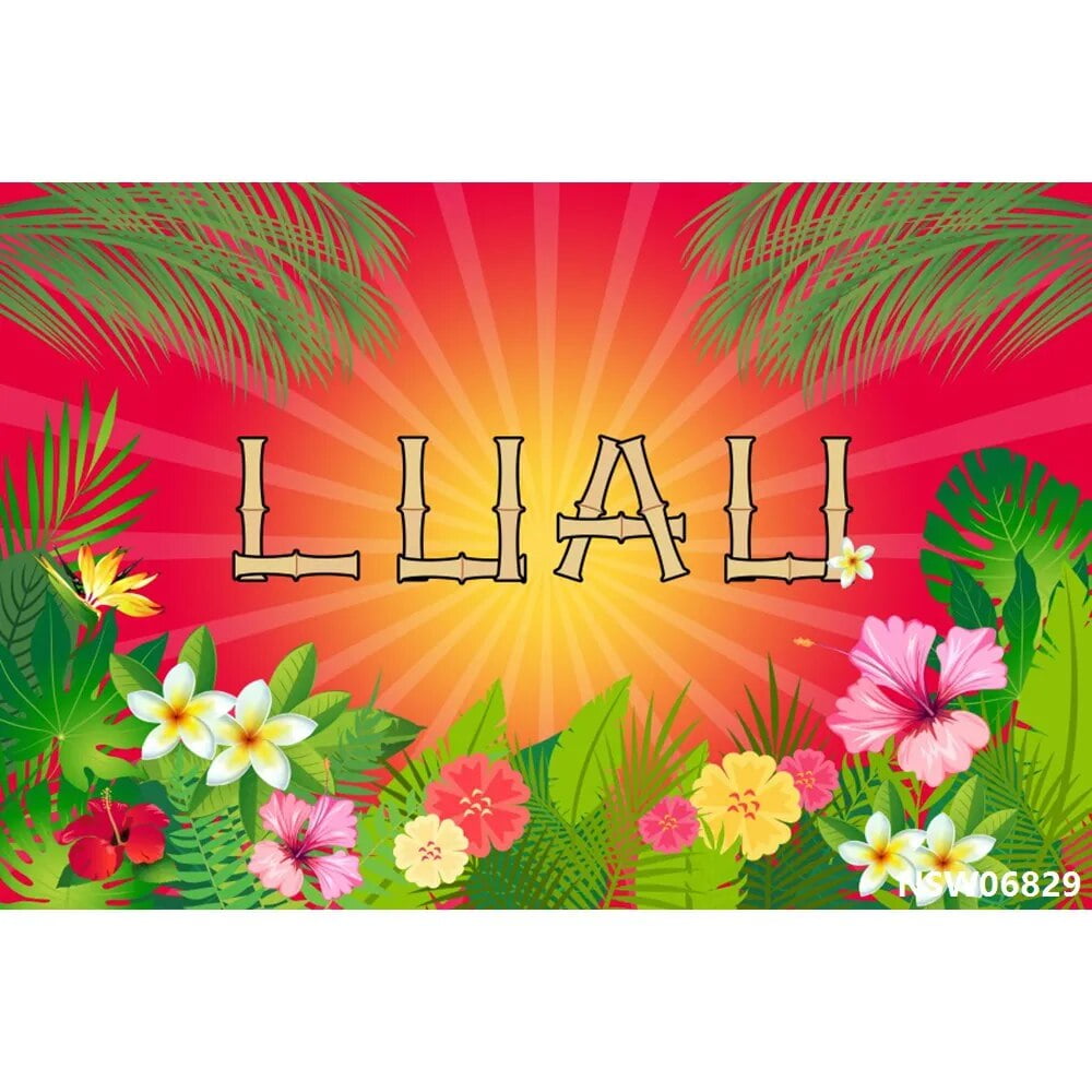 Luau Aloha Party Backdrops Summer Sea Beach Palms Tree Flamingo Baby ...